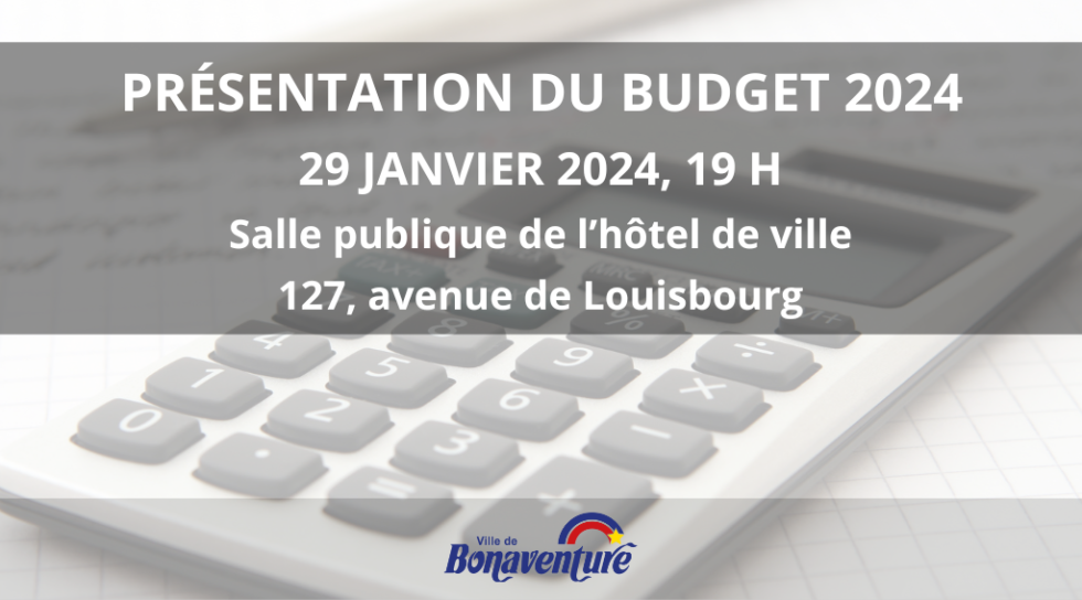 PRÉSENTATION DU BUDGET 2024 - Ville de Bonaventure
